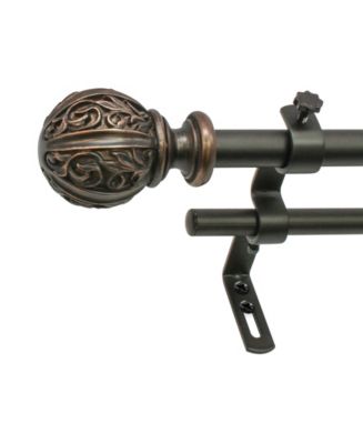 Montevilla 5/8-Inch Leaf Ball Double Telescoping Curtain Rod Set, 26 to ...
