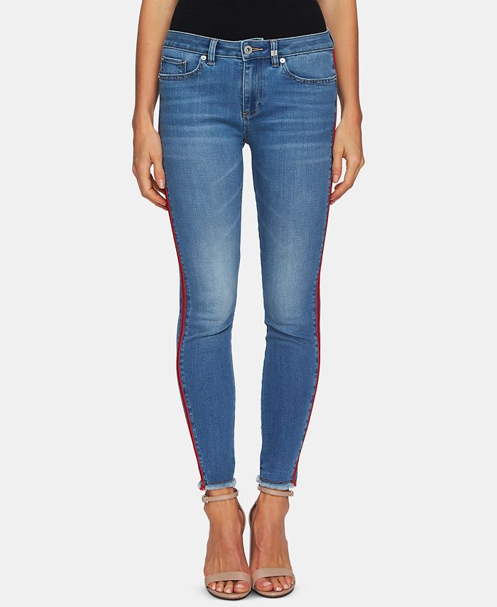 CeCe Frayed-Hem Striped-Leg Jeans - Macy's