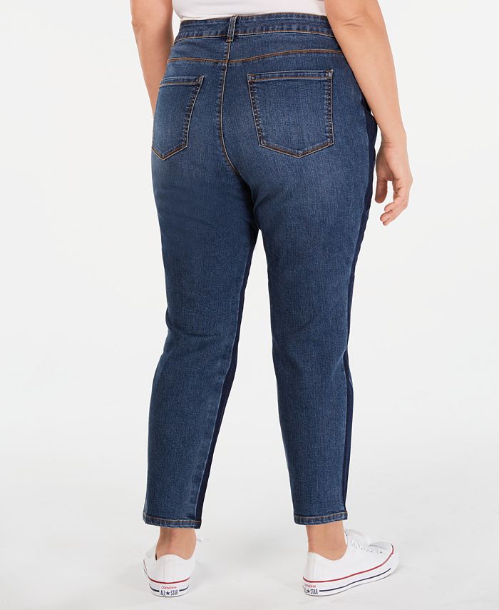 Style And Co Plus Size Tummy Control Slim Leg Two Tone Jeans Created For
