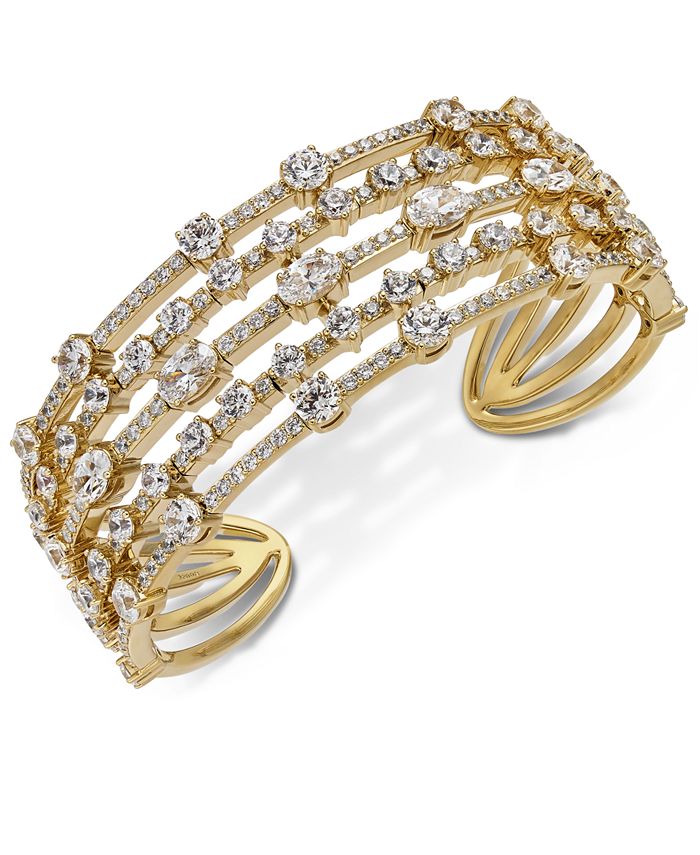 Eliot Danori Gold-Tone Crystal Multi-Row Cuff Bracelet, Created for ...
