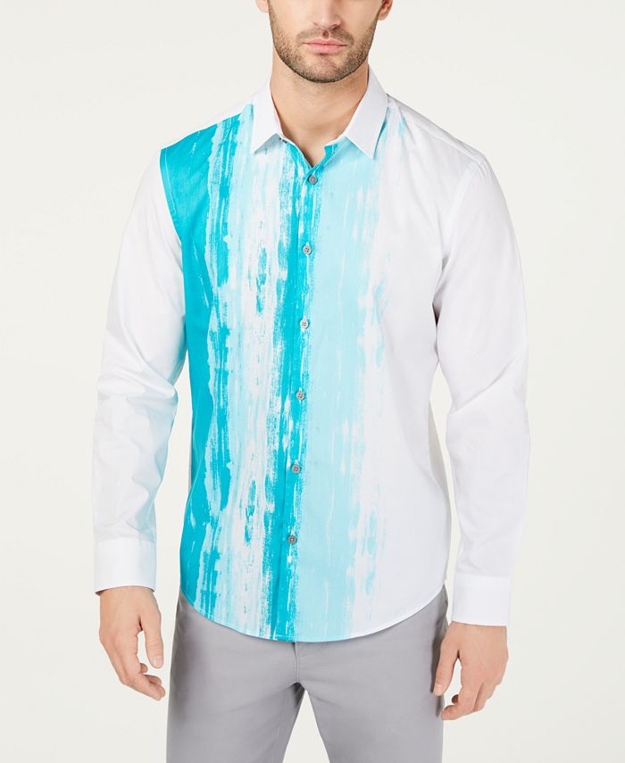 Alfani Men's Stretch Painted Panel Shirt, Created for Macy's - Macy's