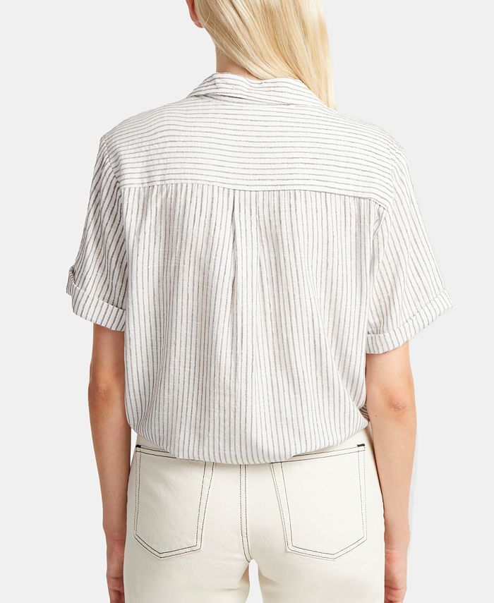 French Connection Striped Tie-Front Linen Shirt - Macy's