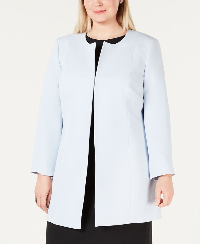Kasper Plus Size Collarless Topper Jacket - Macy's