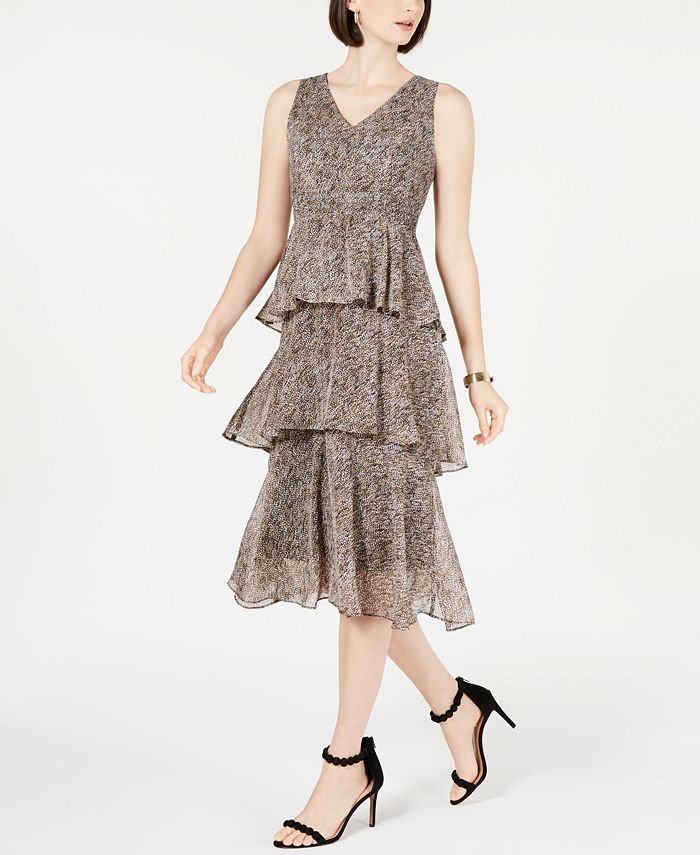 INC International Concepts INC Printed Tiered Midi Dress, Created for ...