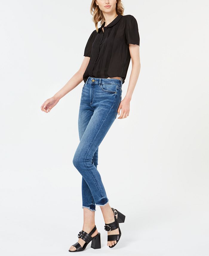 DL 1961 Farrow Frayed High-Rise Skinny Jeans - Macy's