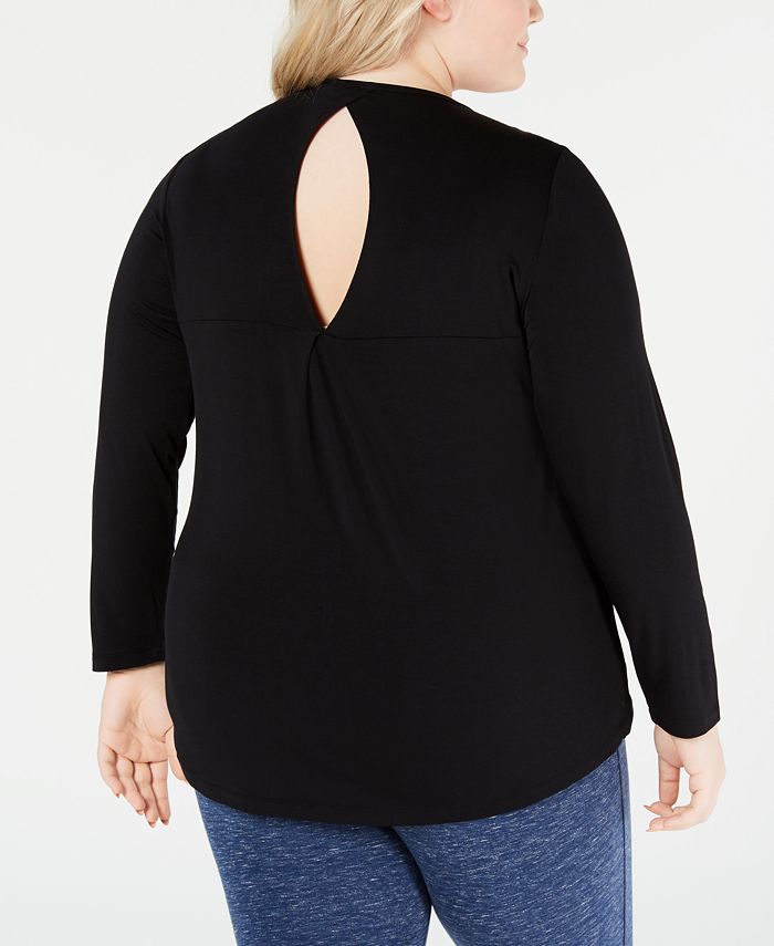 Ideology Plus Size Keyhole-Back Top, Created for Macy's - Macy's