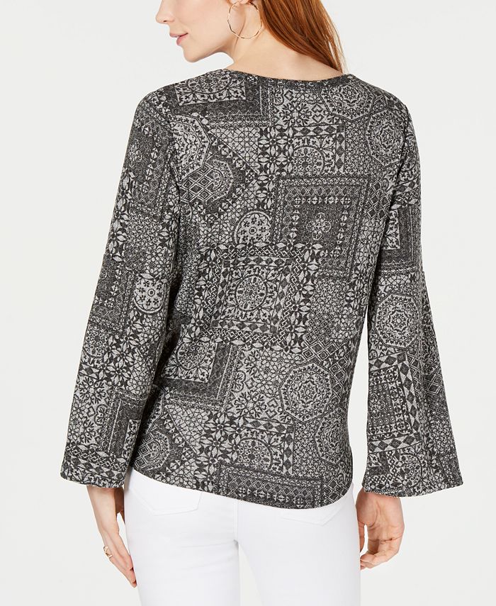 Style And Co Geo Print Front Tie Top Created For Macys Macys