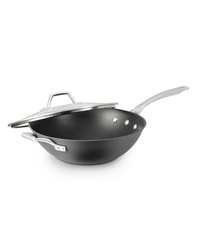 Calphalon Signature Nonstick 12" Flat-Bottom Wok with Cover - Macy's