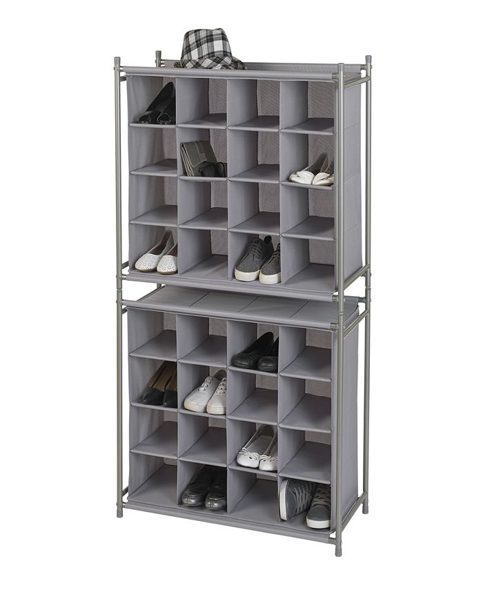 Neatfreak Harmony Twill Freestanding Stackable 16-Cubby Shoe Organizer ...