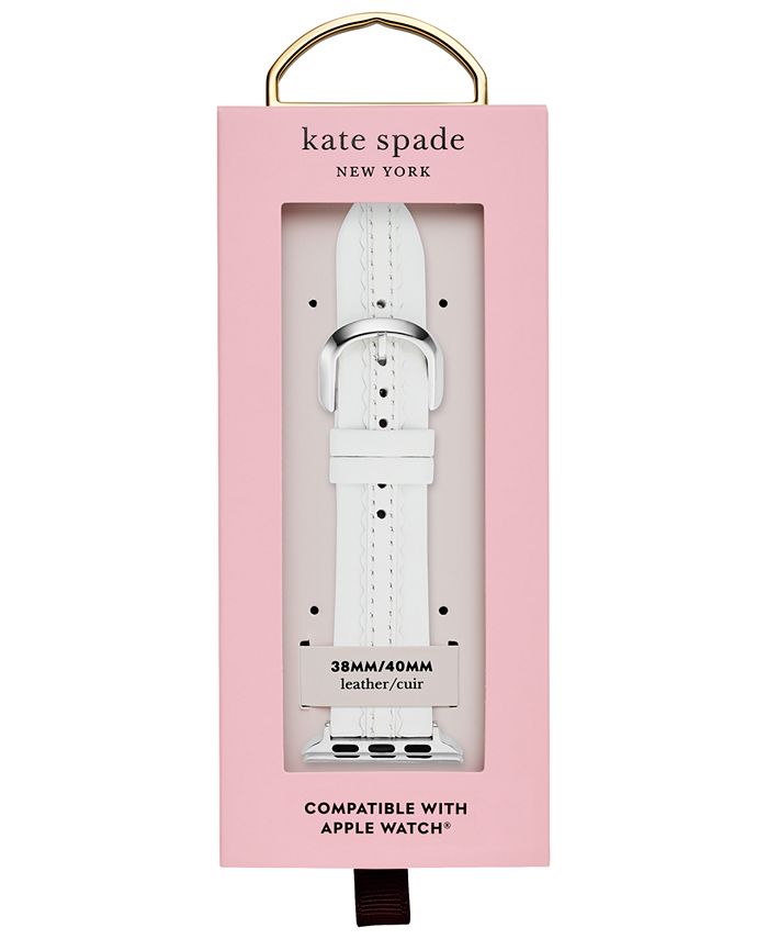 kate spade new york Women's White Leather Apple Watch® Strap - Macy's
