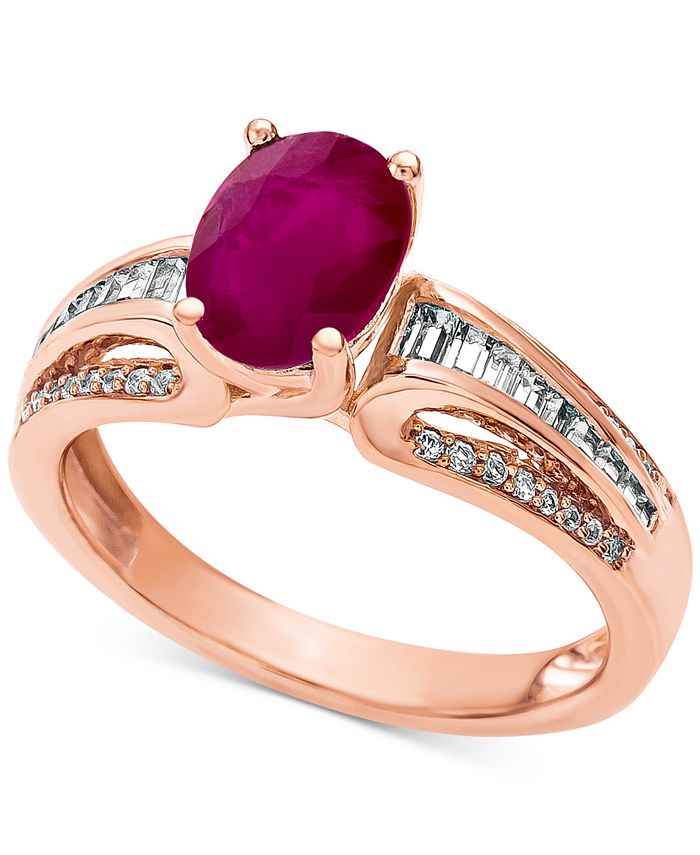 Macy's Ruby (1-1/3 ct. t.w.) & Diamond (1/4 ct. t.w.) Ring in 14k Gold ...