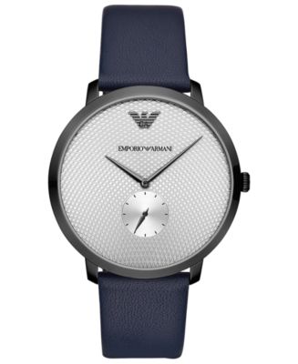 Emporio Armani Men's Blue Leather Strap Watch 42mm - Macy's