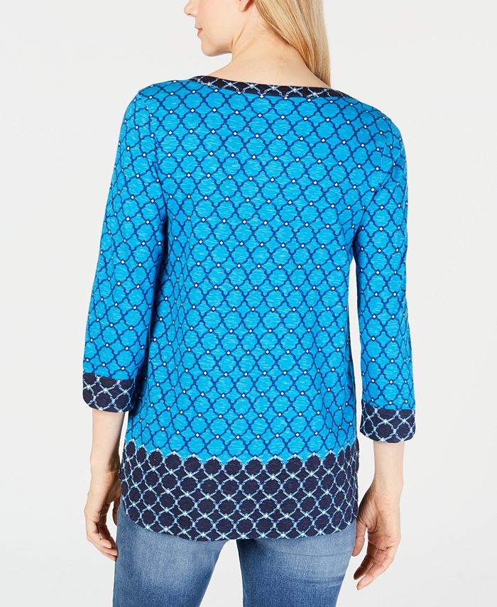 Charter Club Petite Cotton Tile-Print Tunic, Created for Macy's - Macy's