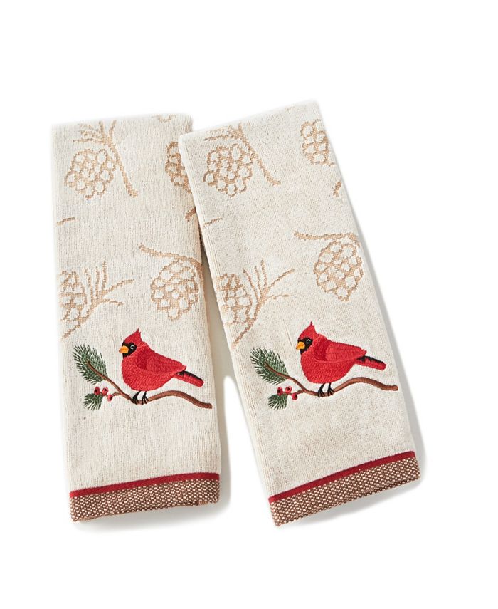 Saturday Knight Cardinal And Branch 2-Pc. Hand Towel Set - Macy's