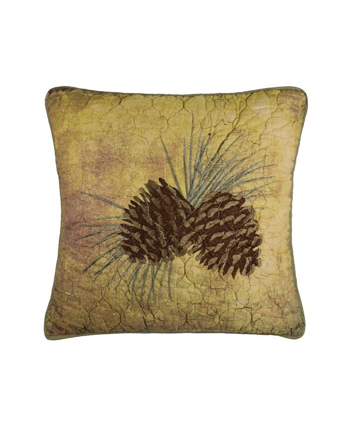 American Heritage Textiles Wood Patch Decorative Pinecone Pillow - Macy's