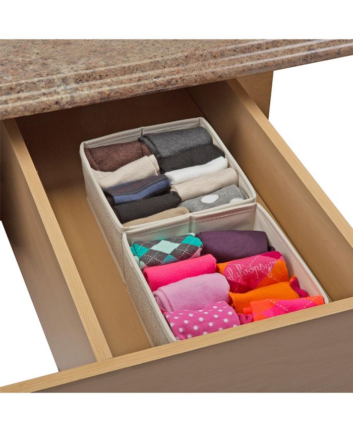 Simplify 2 Pack Medium Square Compartment Drawer Organizer in Faux Jute ...