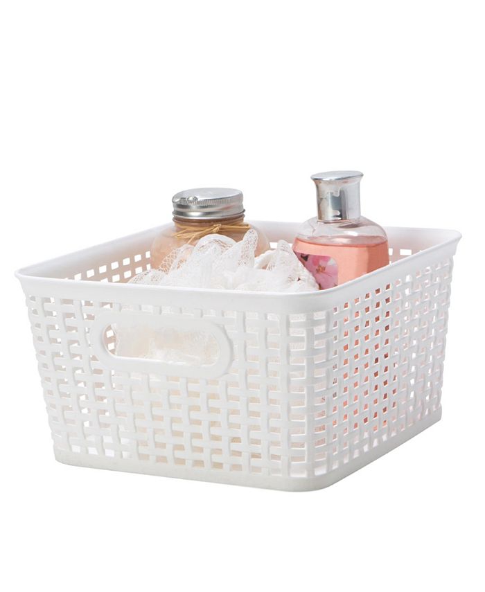 Simplify Textile Weave Small Decorative Storage Tote in White - Macy's