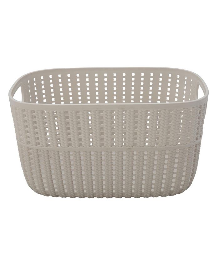 Simplify 2-Tone Decorative Medium Storage Basket in Ivory - Macy's