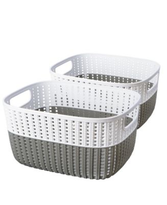 Simplify 2 Pack 2-Tone Decorative Small Storage Basket in Gray - Macy's