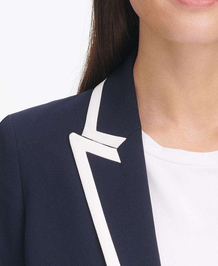Tommy Hilfiger Piped Double-Breasted Blazer - Macy's