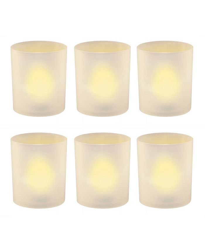 Macy's Lumabase Set of 6 Flickering Amber LED Lights in Frosted Votive ...