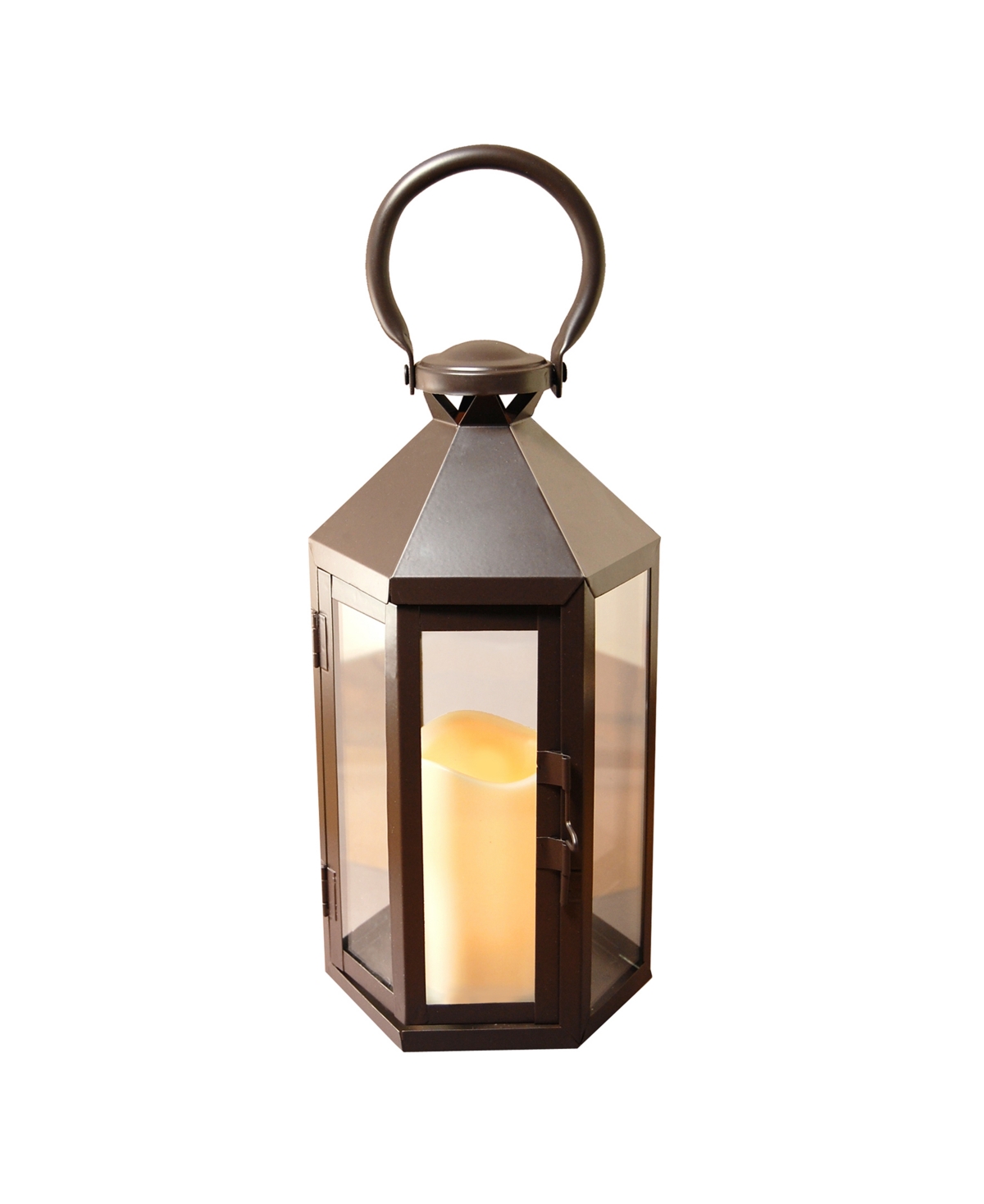 Click here for Lumabase Warm Black Hexagon Metal Lantern with Led... prices