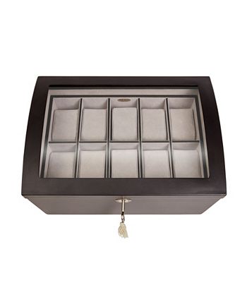 Mele & Co Royce Locking Glass Top Wooden Watch Box - Macy's