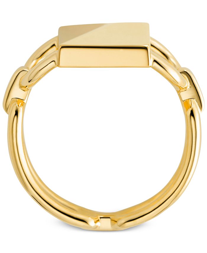 Michael Kors Gold-Tone Sterling Silver Padlock Ring - Macy's
