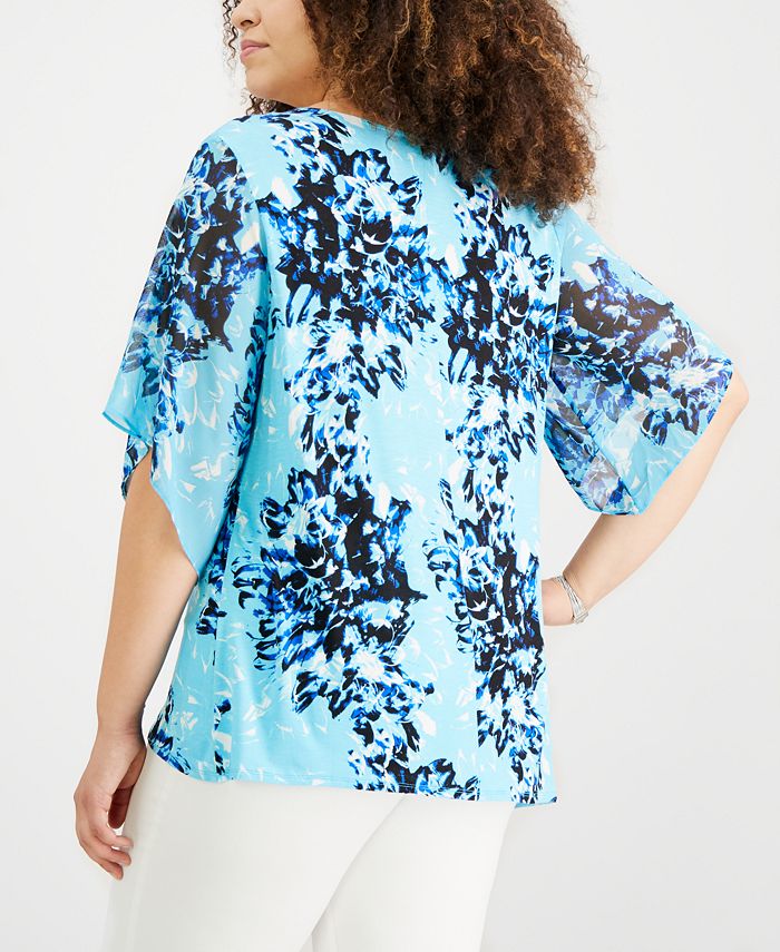 Ny Collection Plus Size Asymmetrical Chiffon Top Macys