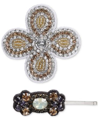Deepa Two-Tone 2-Pc. Crystal & Bead Hair Clip and Bobby Pin Set - Macy's