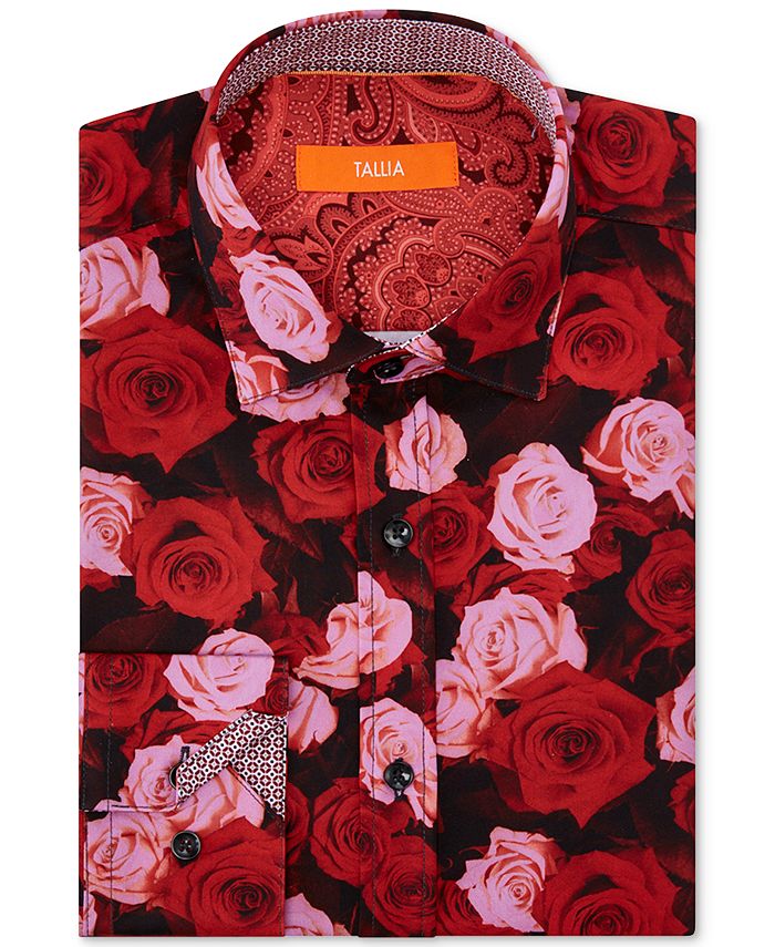 Tallia Men's Slim-Fit Non-Iron Performance Stretch Rose Floral Dress ...