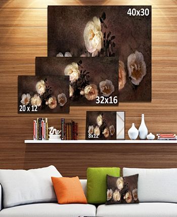 Design Art Designart Wild Roses In Old Painting Style Floral Art Canvas ...