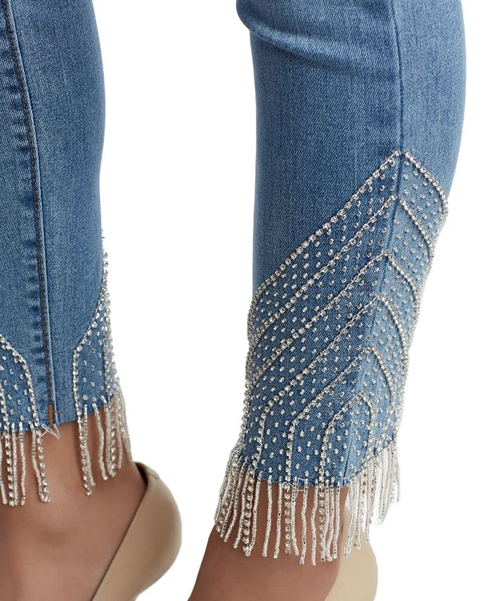 True Religion Halle Rhinestone-Fringe Jeans - Macy's