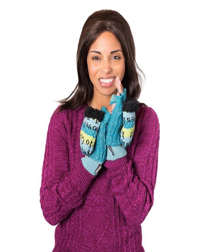 Muk Luks Women's Fingerless Flip Mittens - Macy's