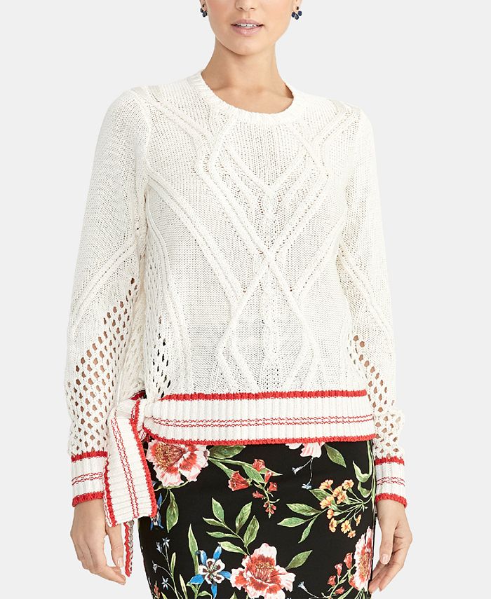 RACHEL Rachel Roy Maggie Cable-Knit Tie Sweater, Created for Macy's ...