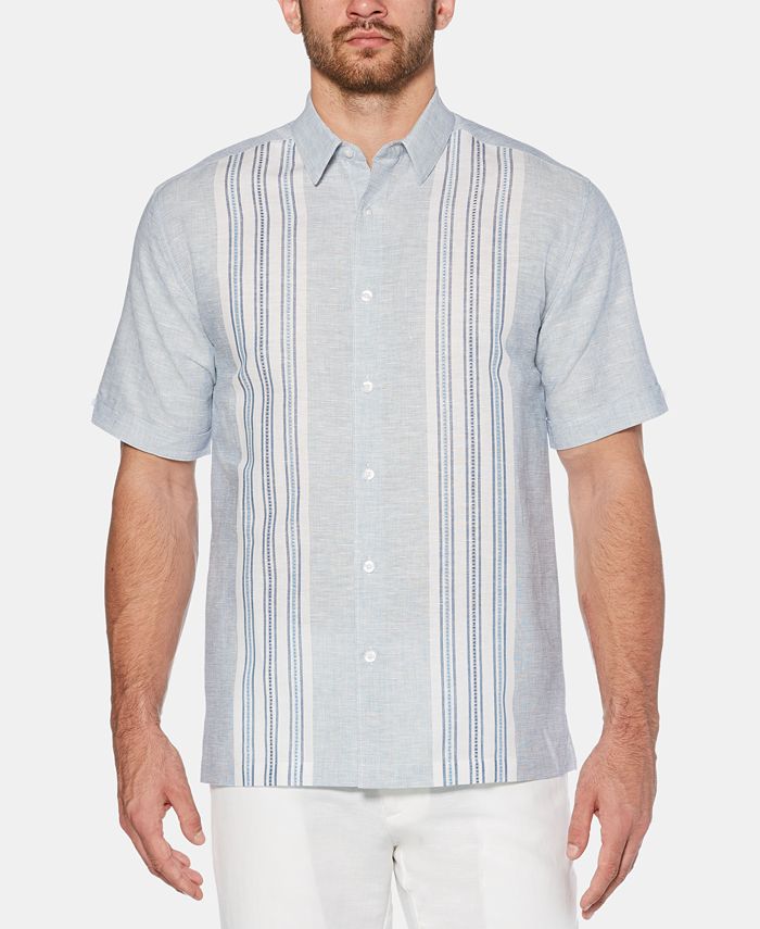 Cubavera Men's Stripe Panel Linen Shirt - Macy's