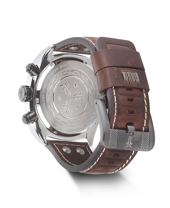 Frye Mens' Moto Engineer Chronograph Dark Brown Leather Strap Watch ...