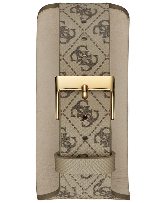 GUESS Women's Buckle Up Brown Logo Leather Cuff Strap Watch 25mm - Macy's