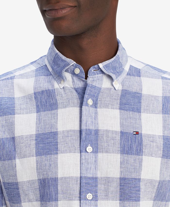 Tommy Hilfiger Men's Linen Blend Sutter Check Shirt - Macy's