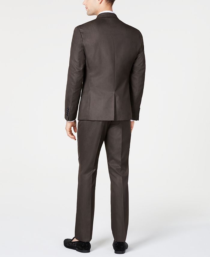 Billy London Men's Slim-Fit Brown Sharkskin Suit - Macy's