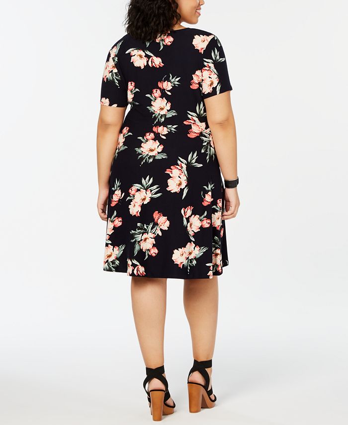 Planet Gold Trendy Plus Size Floral Print Fit And Flare Dress Macys