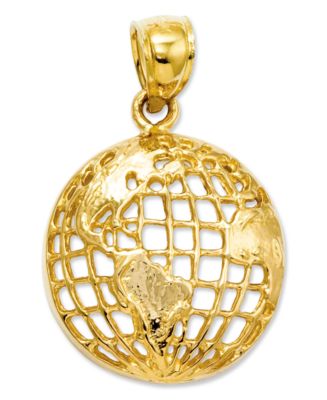14k Gold Charm, Polished Globe Charm - Macy's