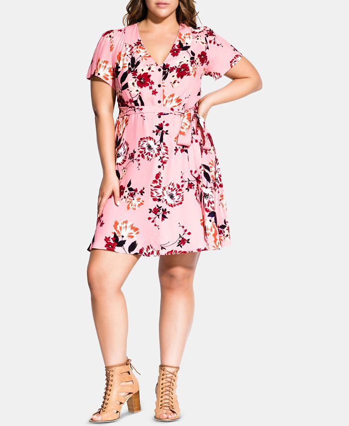 City Chic Trendy Plus Size Floral Print Fit And Flare Dress Macys