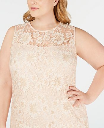 Calvin Klein Plus Size Lace High-Low Midi Dress - Macy's