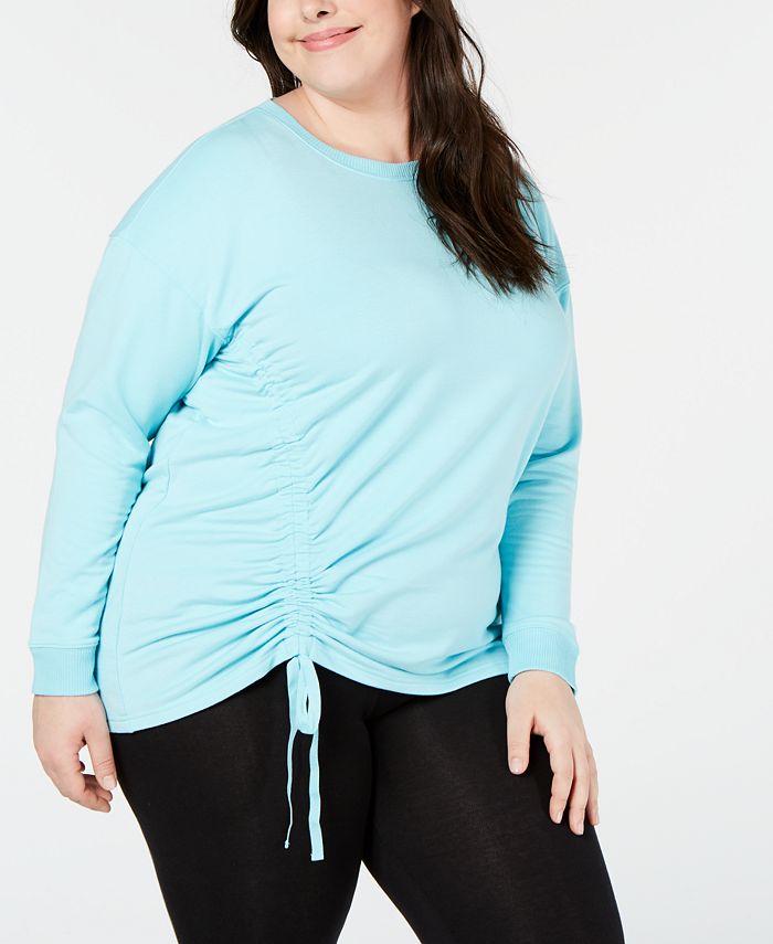 Ideology Plus Size Ruched-Side Top, Created for Macy's - Macy's