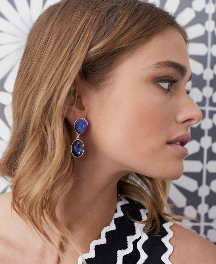 RACHEL Rachel Roy Gold-Tone Crystal & Stone Double Drop Earrings - Macy's