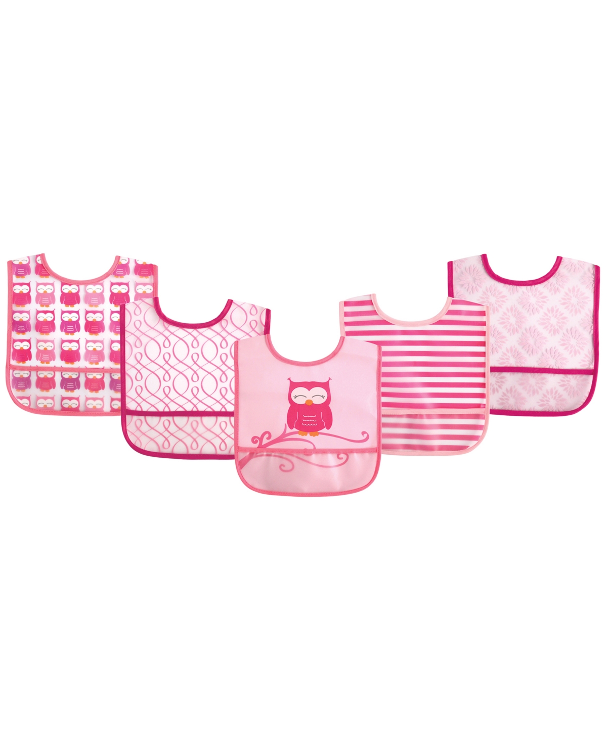 Click here for Luvable Friends Girls 5Pk Peva Bibs - Pink prices