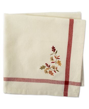Design Imports Embroidered Fall Leaves Corner with Border Napkin, Set ...