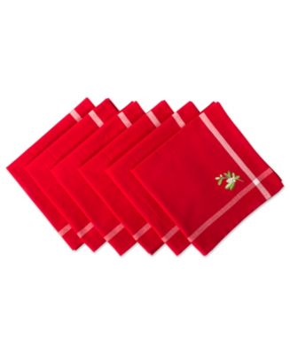 Embroidered Mistletoe Corner with Border Napkin, Set of 6 - Macy's