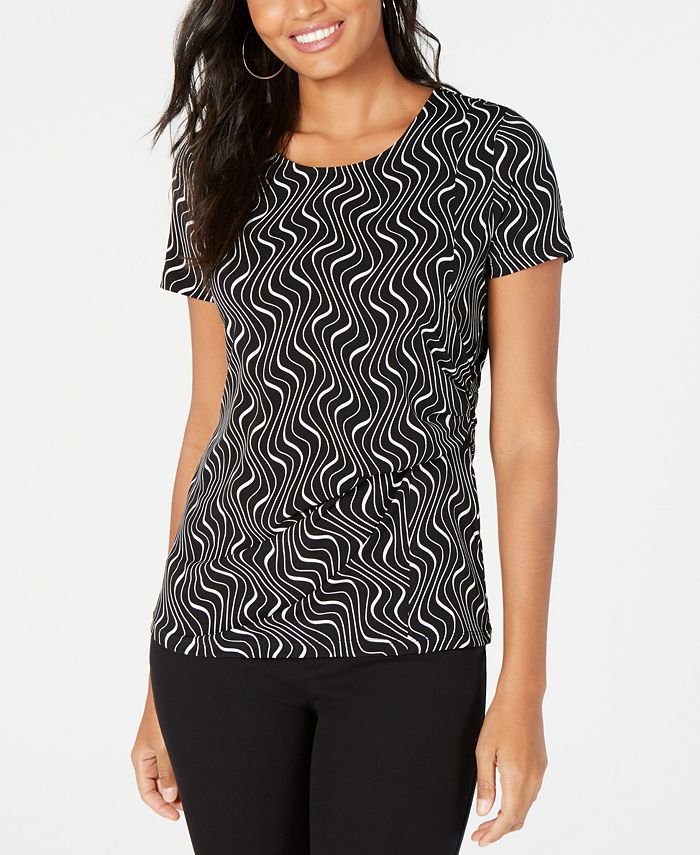 Alfani Printed Side-Drape Top, Created for Macy's - Macy's